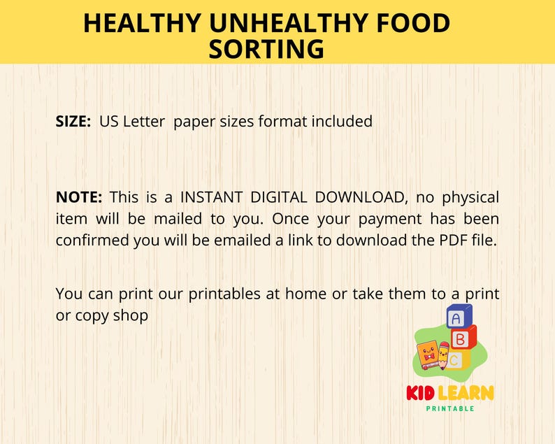 Healthy or Unhealthy Food Sorting Game,nutrition Food Kindergarten ...
