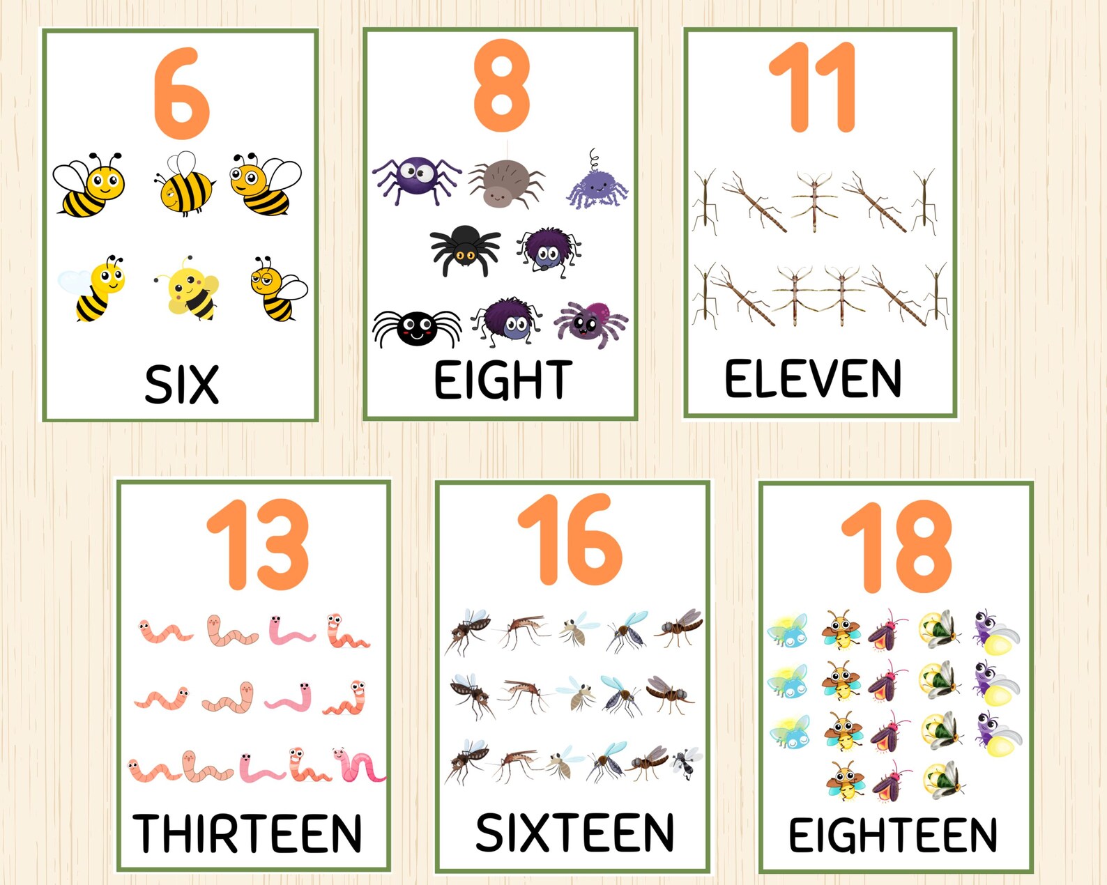 Bugs Number Flashcard,minibeast Number Cards,insect Preschool,nature ...
