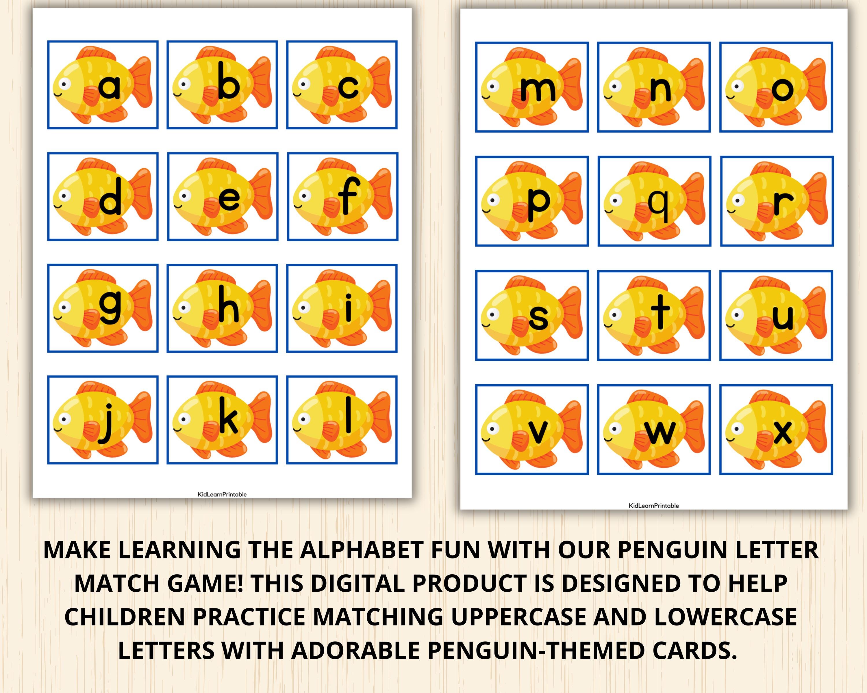 Penguin Letter Match,winter Alphabet Matching,uppercase Lowercase Match ...