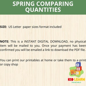 Spring Preschool,spring Math,comparing Quantities,comparing Numbers ...
