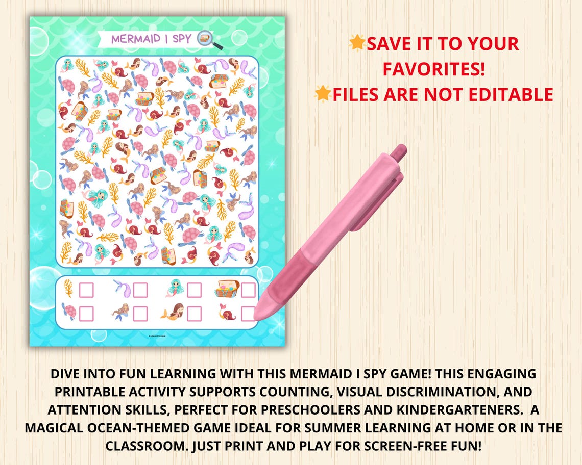 Mermaids I Spy Game,ocean I Spy,look & Find,mermaid Activity for Kids ...