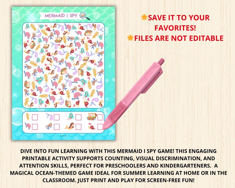 Mermaids I Spy Game,ocean I Spy,look & Find,mermaid Activity for Kids ...