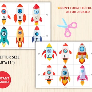 Space Alphabet Matching,alphabet Puzzles,letter Recognition,space ...