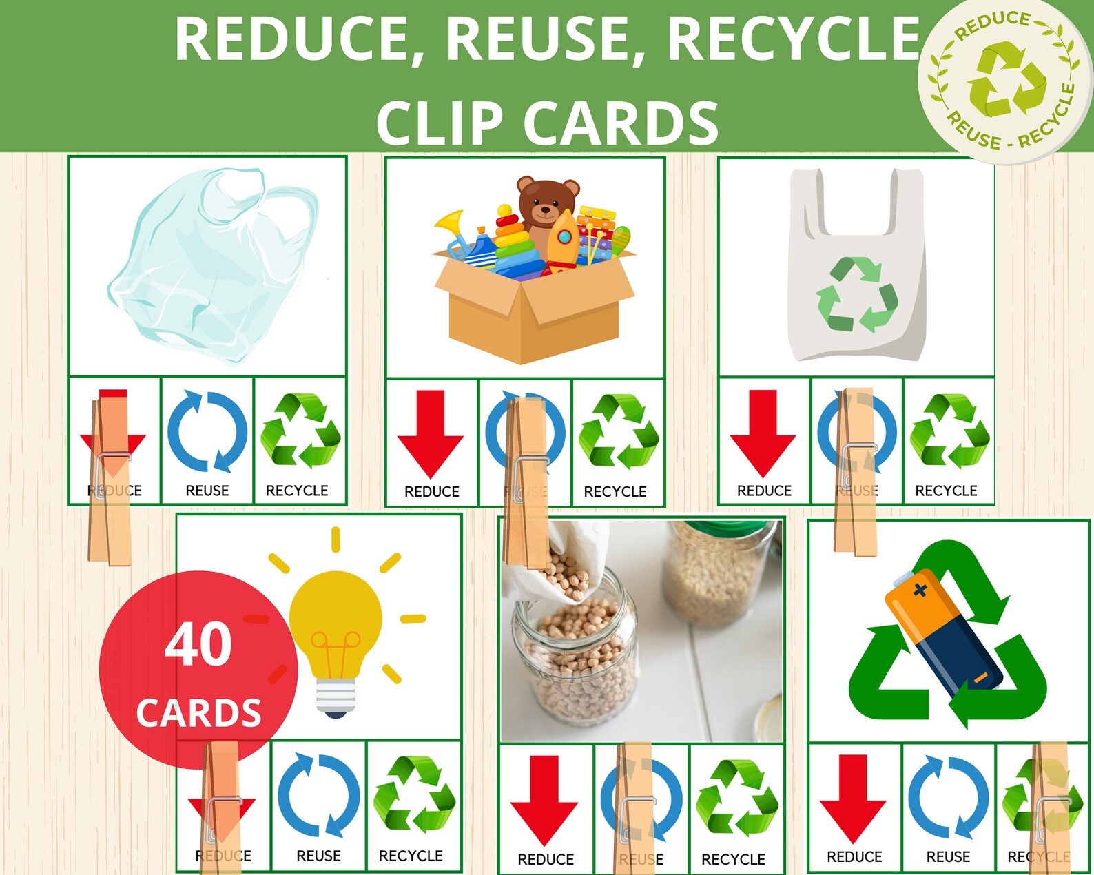 Earth Day Clip Card,earth Day Recycle Sort,earth Day, Waste Sorting ...