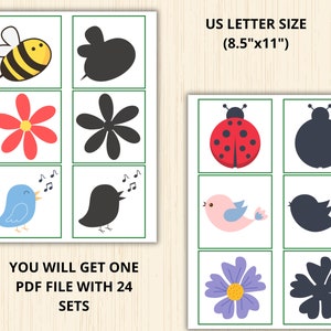 Spring Shadow Matching Cards, Spring Shadow Matching Activity ...