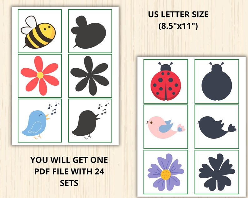 Spring Shadow Matching Cards, Spring Shadow Matching Activity ...