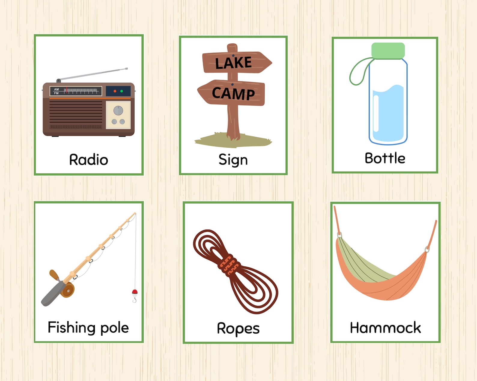 Camping Flash Cards,alphabet Flashcards,kindergarten Prek,seasonal ...
