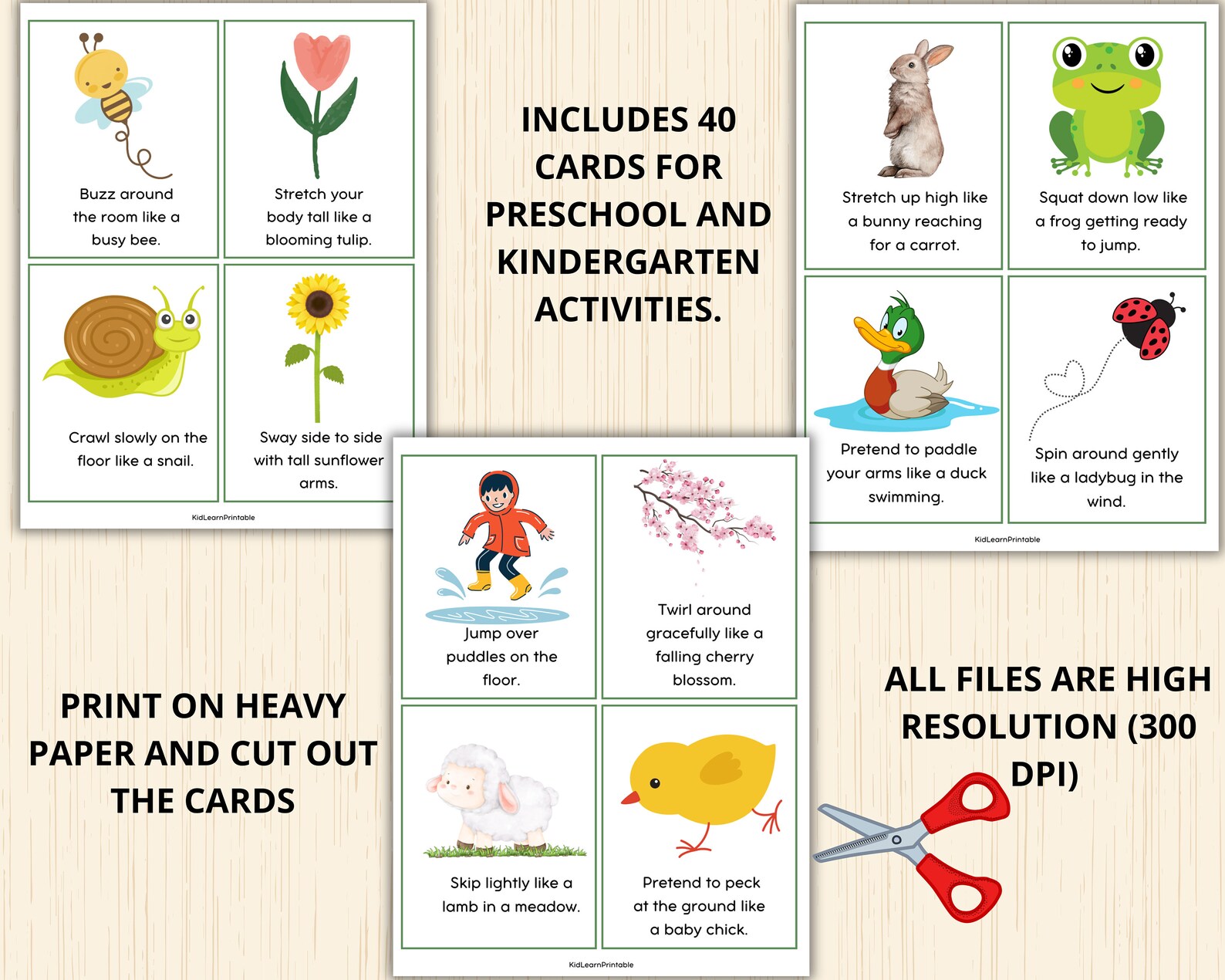 Spring Movement Cards, Kids Action Flashcards, Action Cards,montessori ...