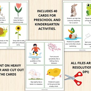 Spring Movement Cards, Kids Action Flashcards, Action Cards,montessori ...