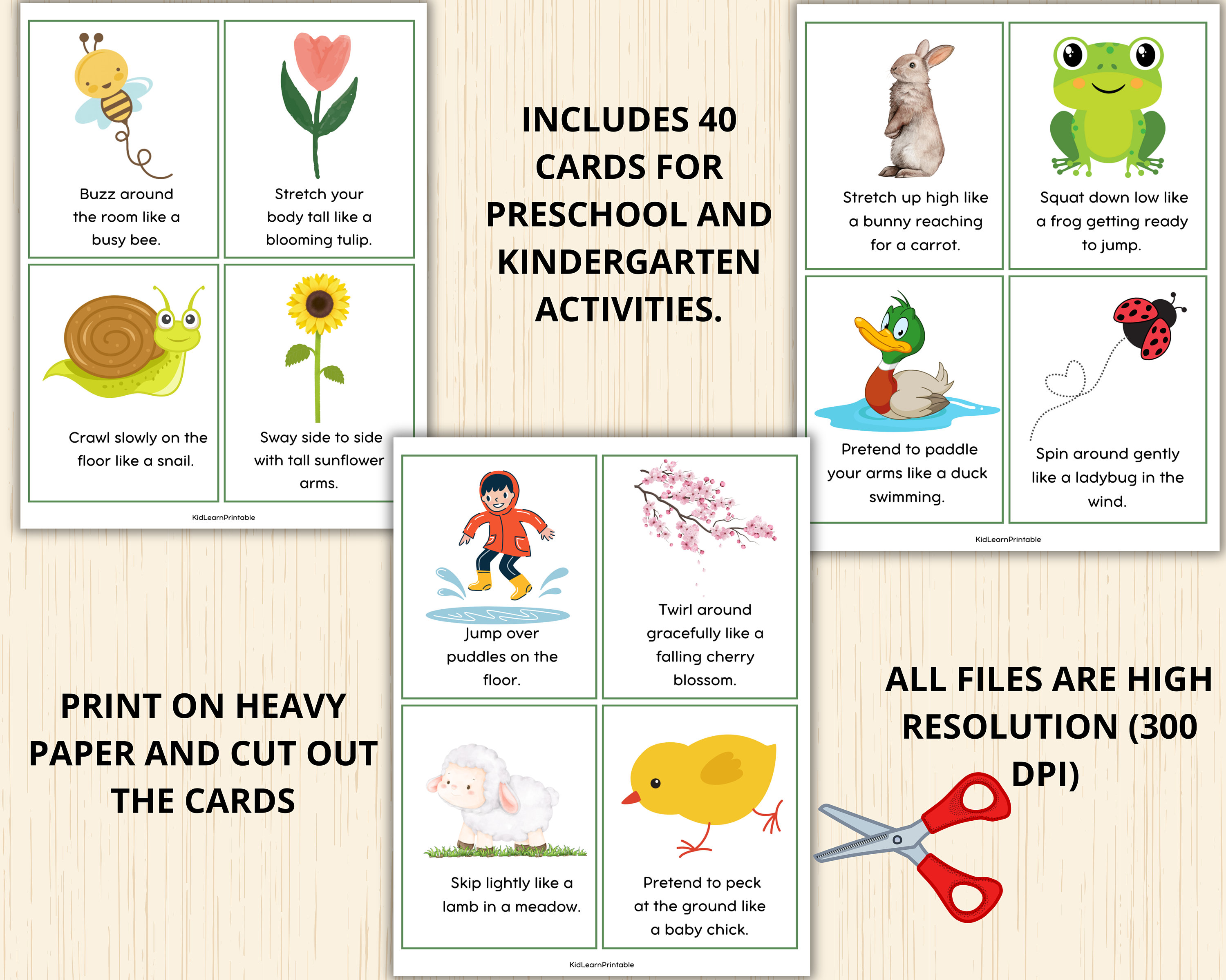 Spring Movement Cards, Kids Action Flashcards, Action Cards,montessori ...