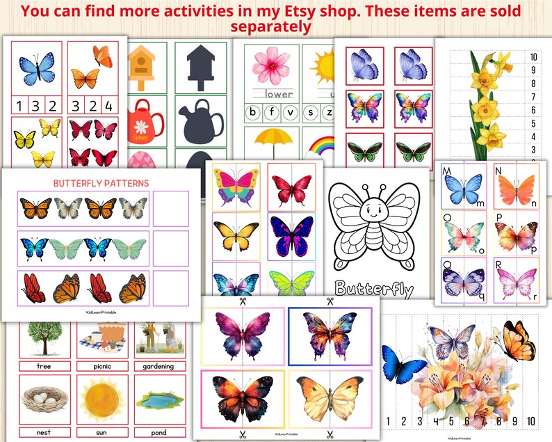 Butterfly Count and Clip Cards,spring Math Activity,numbers 1-10 ...