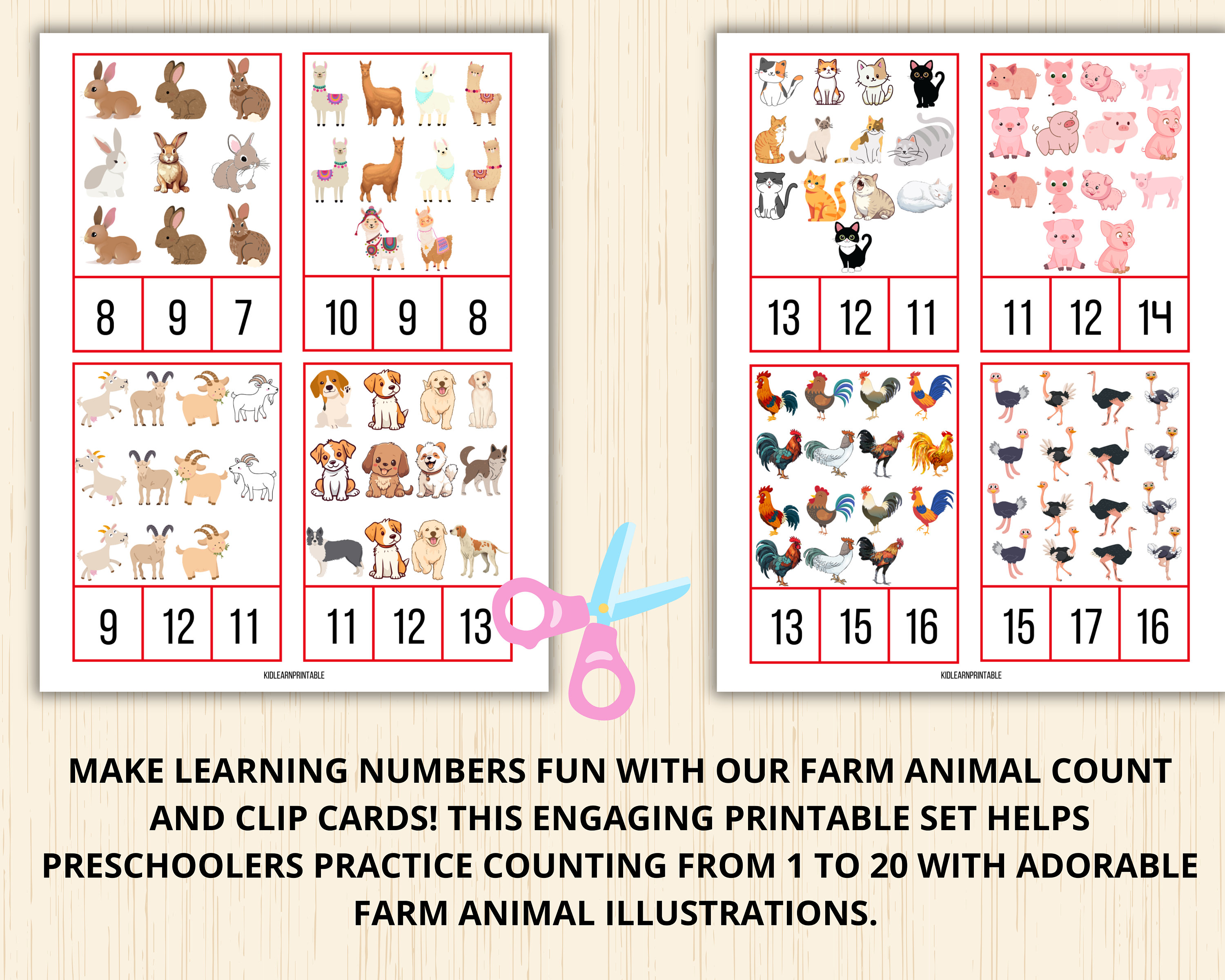 Farm Animals Count and Clip Cards,farm Unit Study,farm Preschool ...