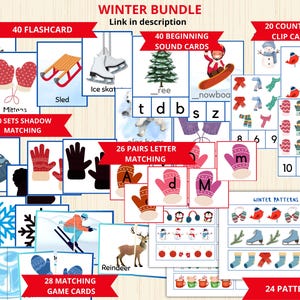 Winter Flashcards,winter Vocabulary,winter Montessori Preschool,holiday ...