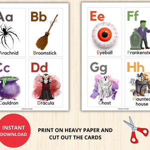 Halloween Alphabet Cards,halloween Flashcards,halloween Homeschool ...