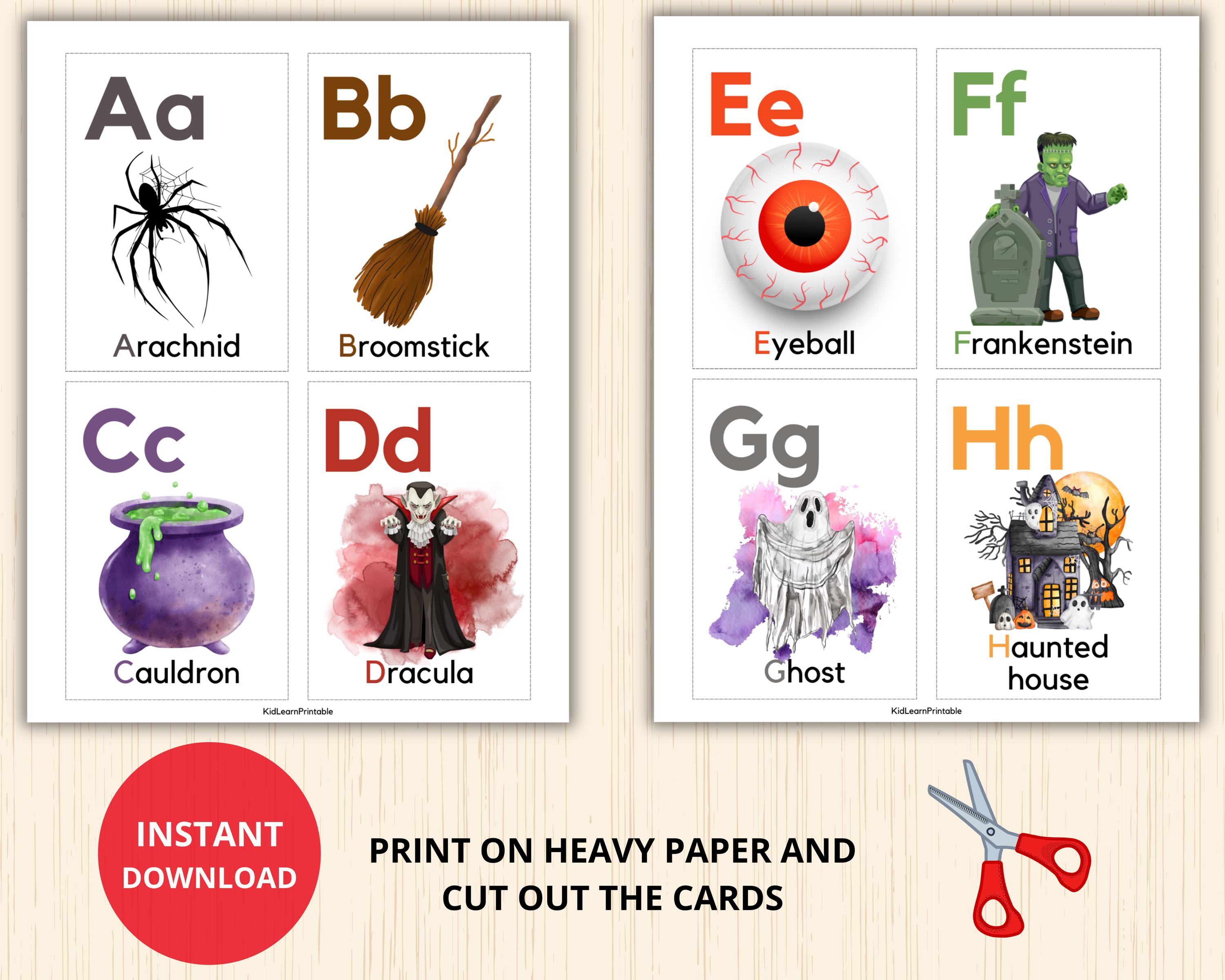 Halloween Alphabet Cards,halloween Flashcards,halloween Homeschool ...