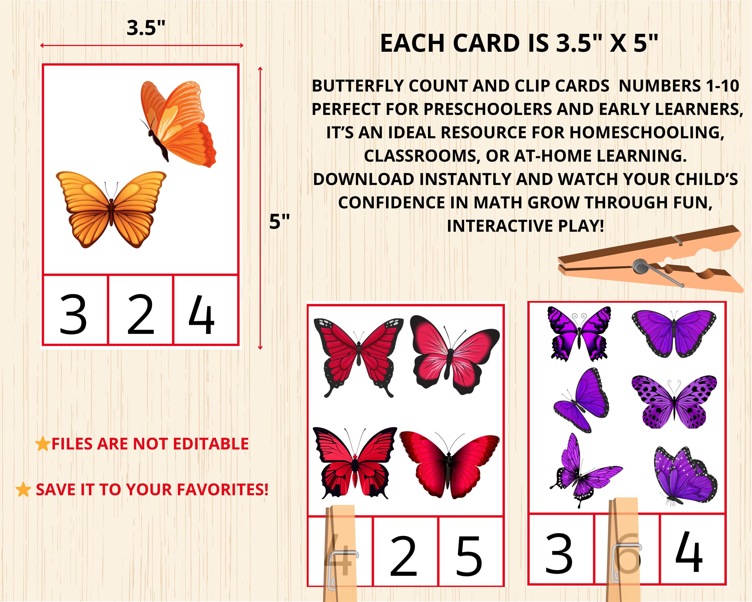 Butterfly Count and Clip Cards,spring Math Activity,numbers 1-10 ...