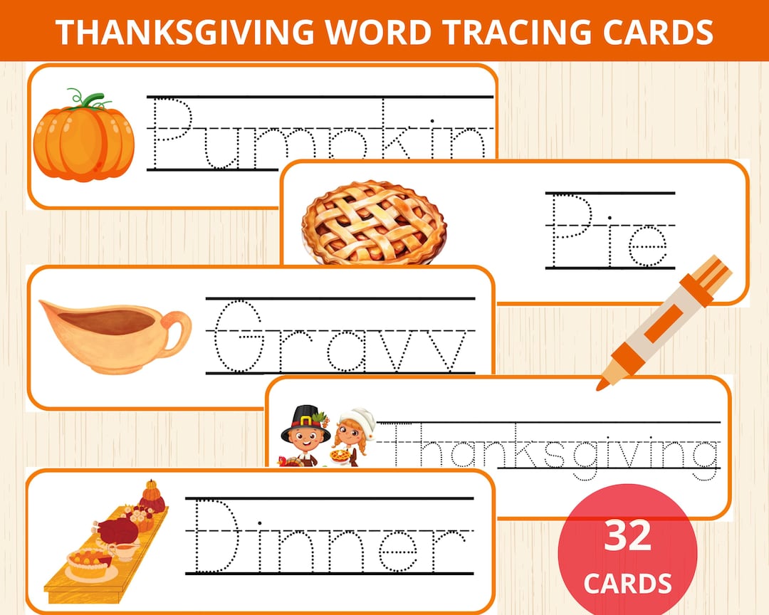 Thanksgiving Vocabulary Words,thanksgiving Word Tracing,thanksgiving ...
