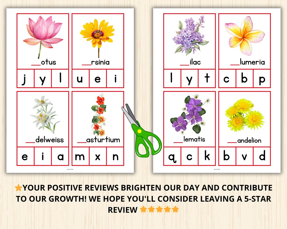 Flowers Beginning Sound,nature Letter Sound,flower Vocabulary,flower ...