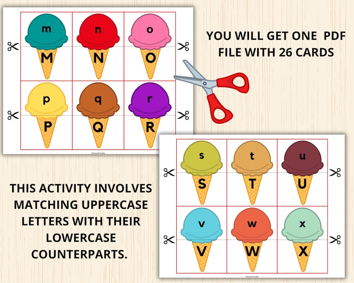 Ice Cream Alphabet Match,preschool Letters,alphabet Matching Game ...