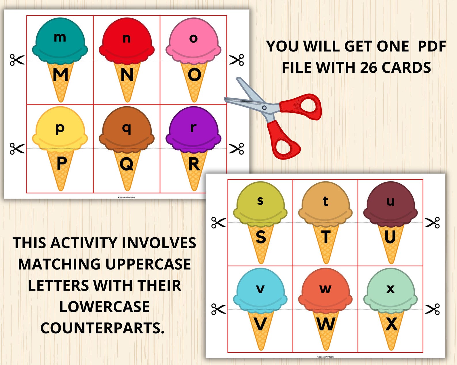 Ice Cream Alphabet Match,preschool Letters,alphabet Matching Game ...