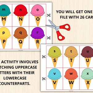 Ice Cream Alphabet Match,preschool Letters,alphabet Matching Game ...