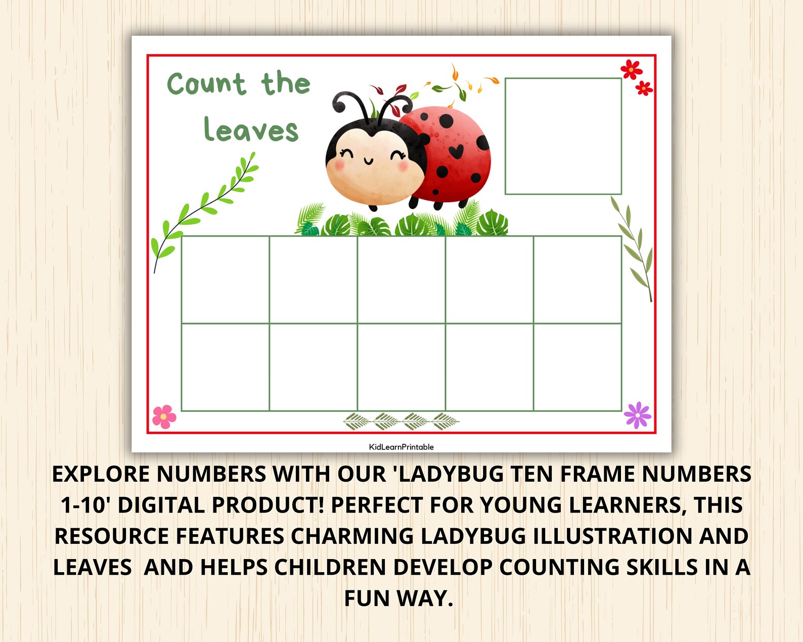 Ladybug Ten Frame,ladybug Printable Game,numbers 1-10,count and Match ...