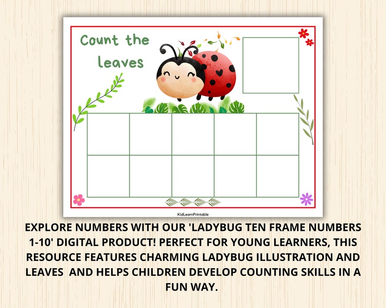 Ladybug Ten Frame,ladybug Printable Game,numbers 1-10,count and Match ...