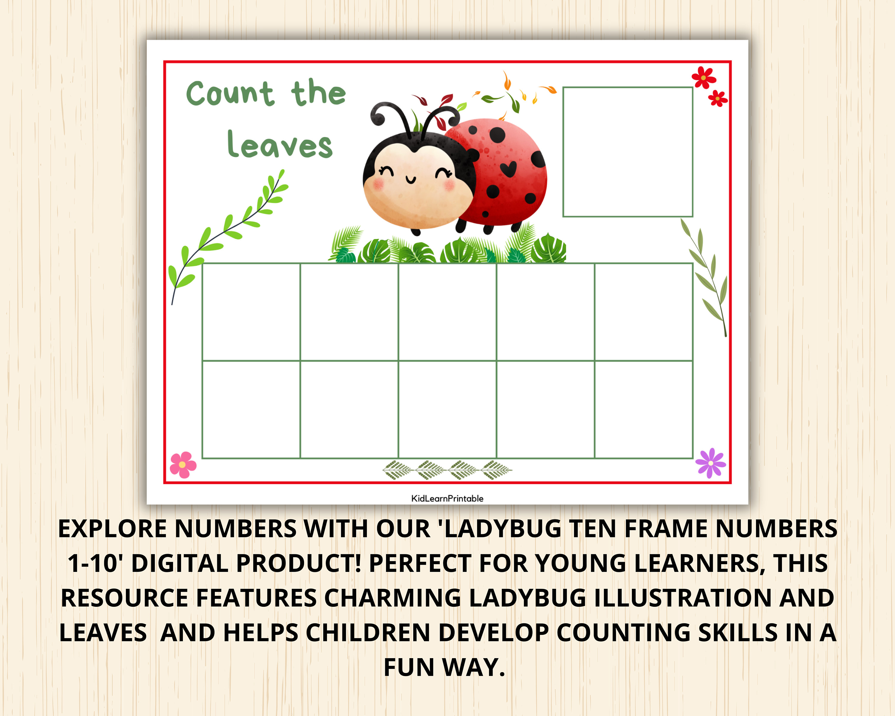 Ladybug Ten Frame,ladybug Printable Game,numbers 1-10,count and Match ...