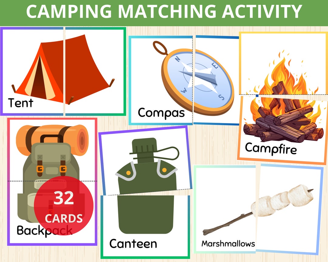 Camping Matching Activity,camping Puzzles,symmetry Puzzles,toddler ...