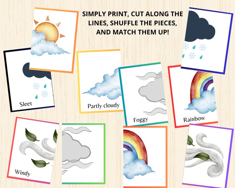 Weather Matching Game,weather Activity,weather Montessori, Preschool ...