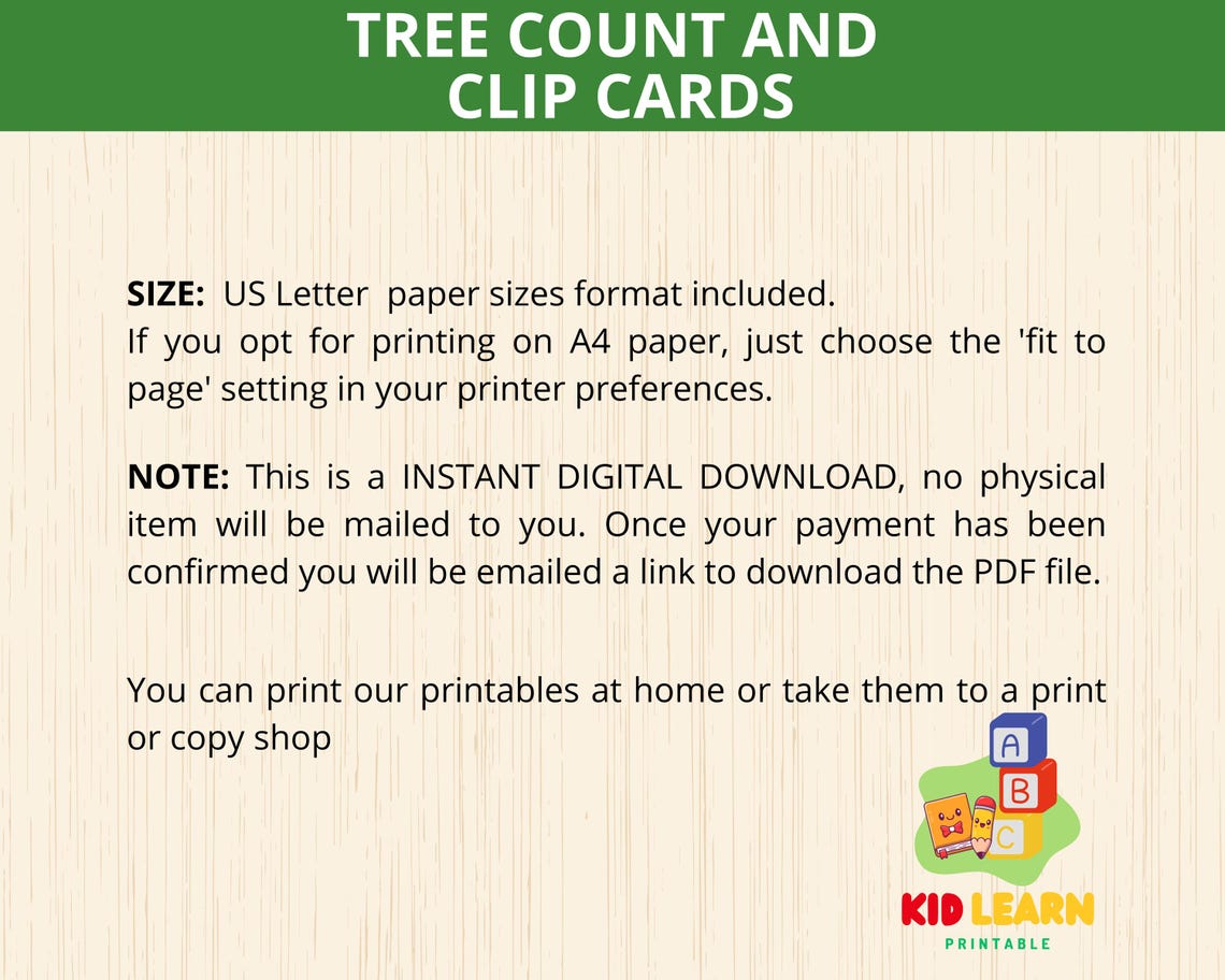 Tree Count and Clip Cards,spring Counting Cards,tree Math Activity,tree ...