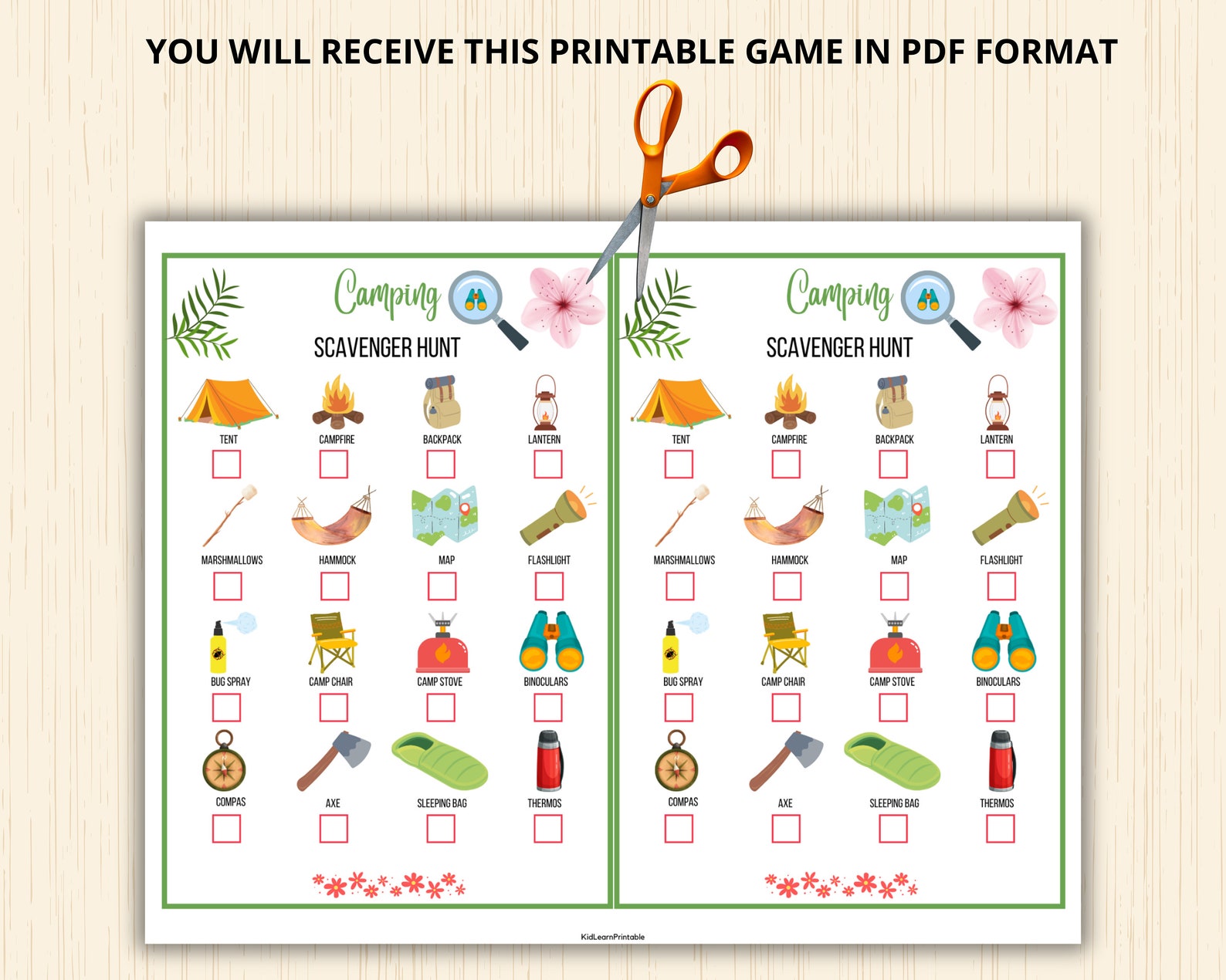 Camping Scavenger Hunt,camping Treasure Hunt,indoor Outdoor Scavenger ...