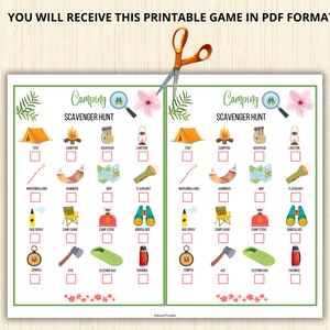 Camping Scavenger Hunt,camping Treasure Hunt,indoor Outdoor Scavenger ...