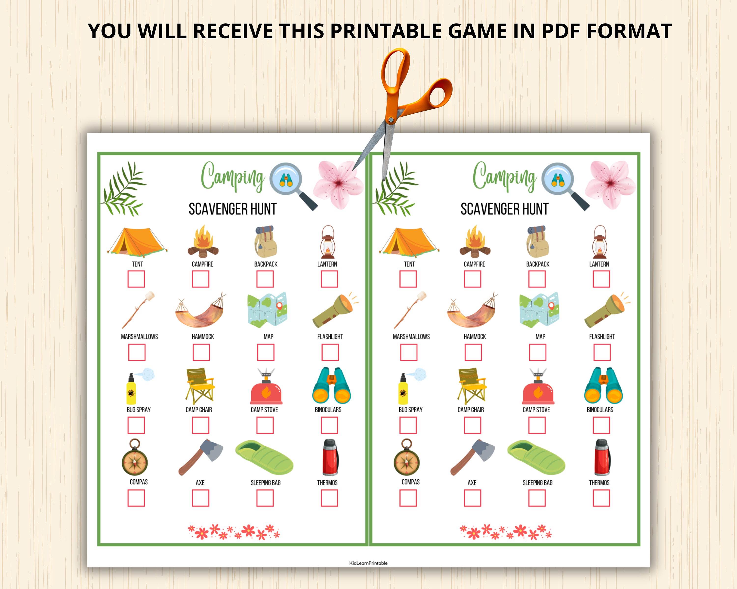 Camping Scavenger Hunt,camping Treasure Hunt,indoor Outdoor Scavenger ...