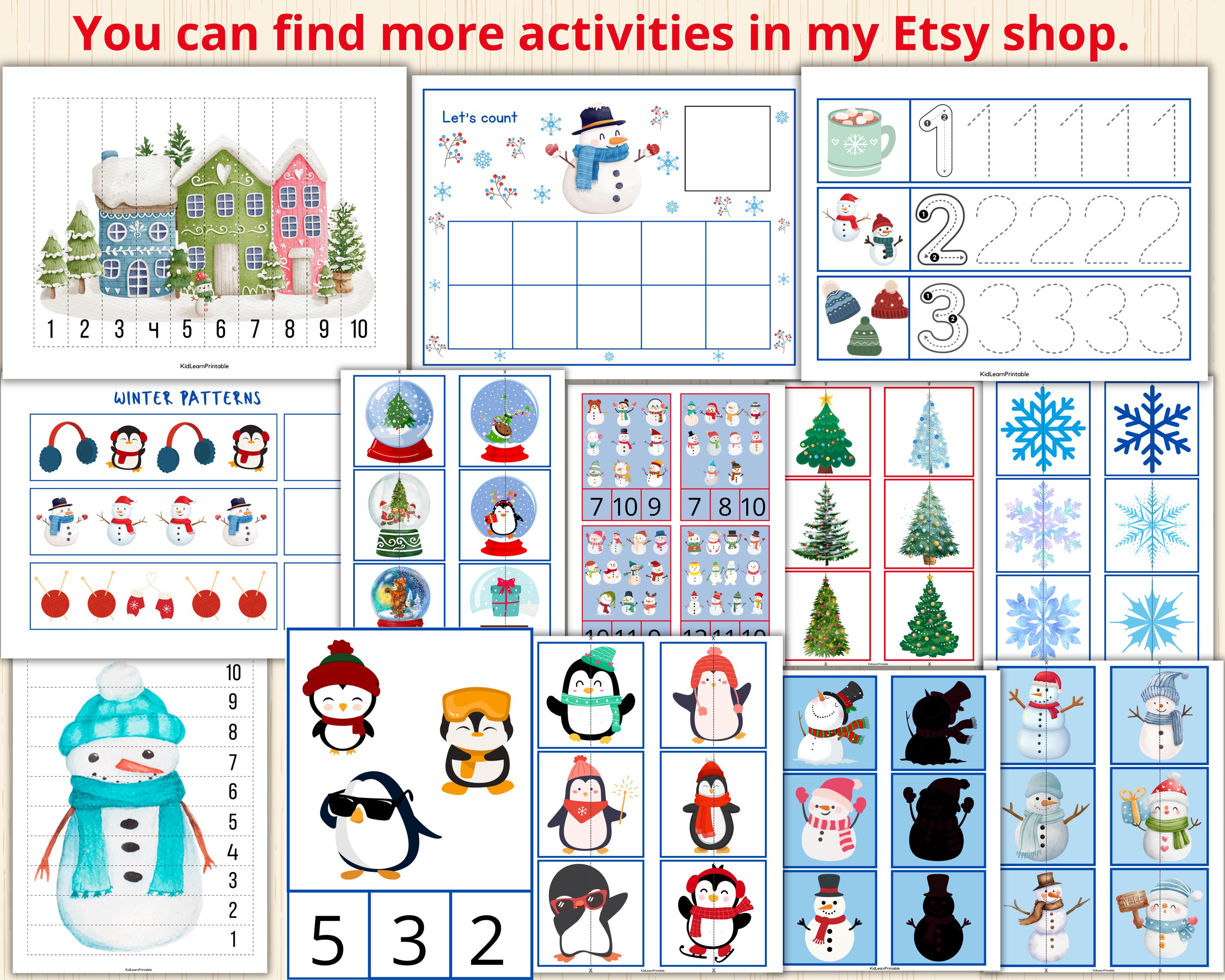 Penguin Count and Clip Cards,numbers 1-10,winter Counting Cards,winter ...