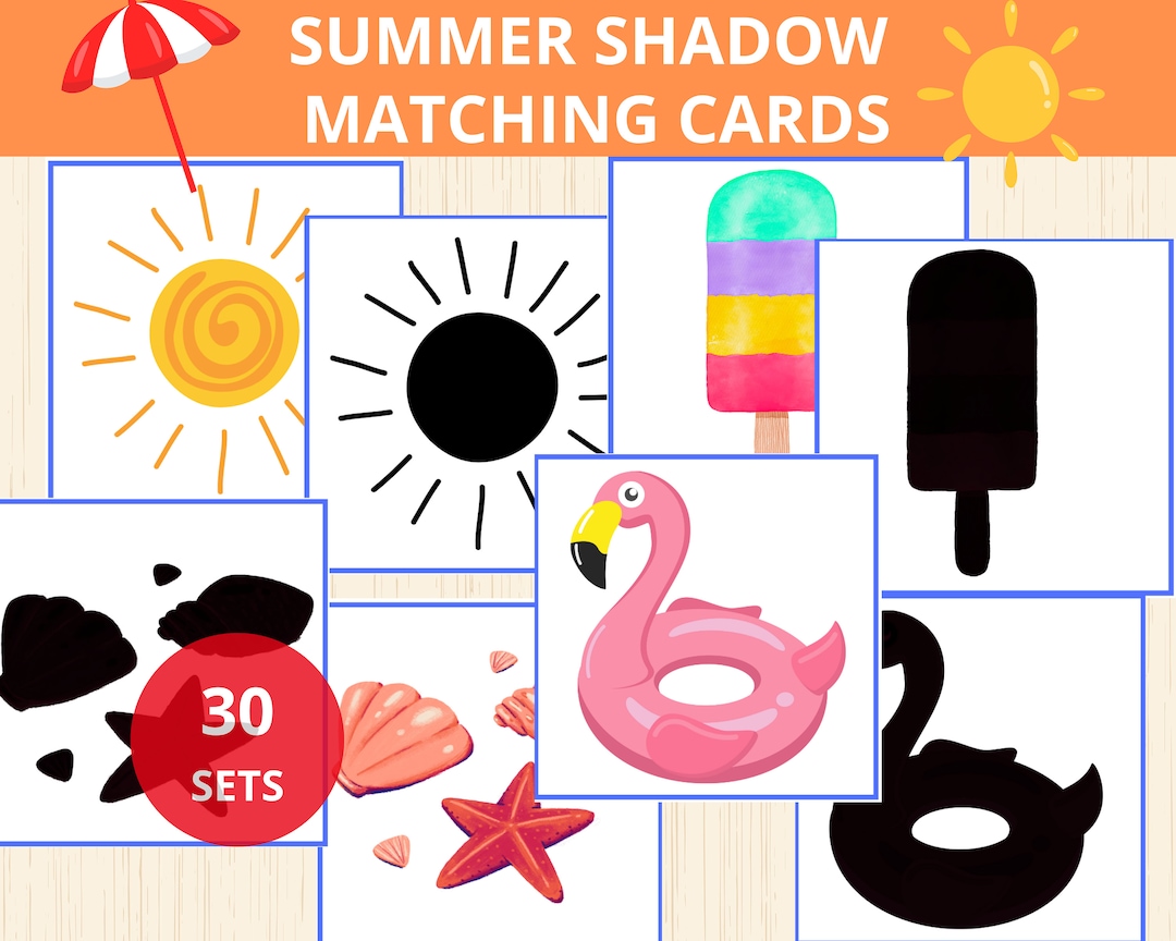 Summer Shadow Matching Cards,summer Flashcards,summer Activity ...