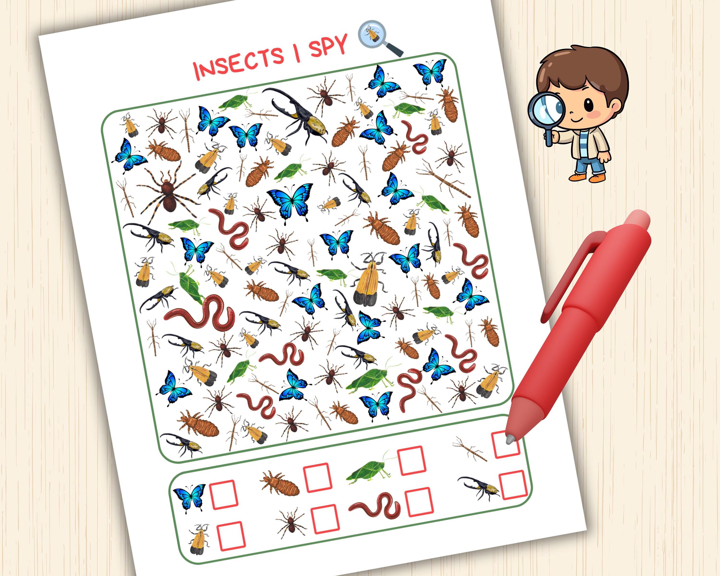 Insect I Spy,spring I Spy,printable Games,look and Find,counting Game ...
