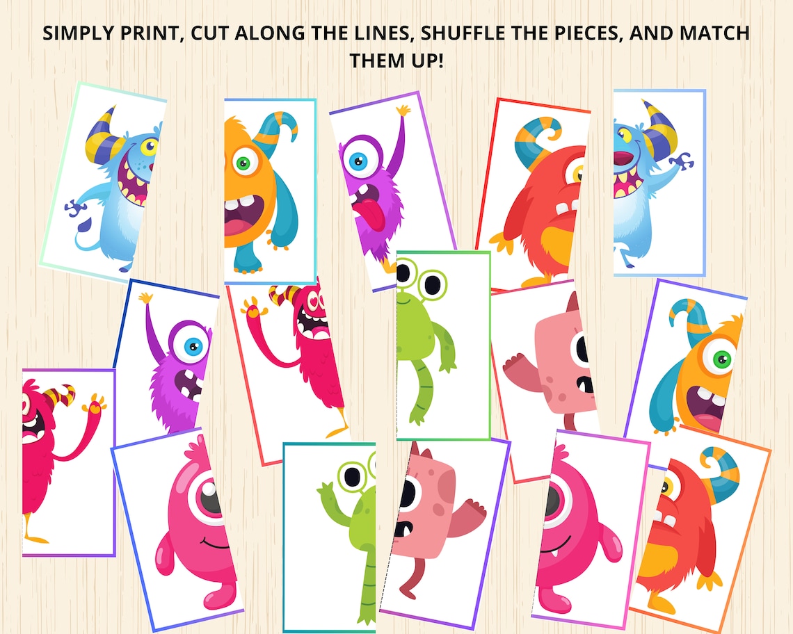 Monster Matching Games,2-piece Puzzles,monster Lovers,toddler Puzzle ...