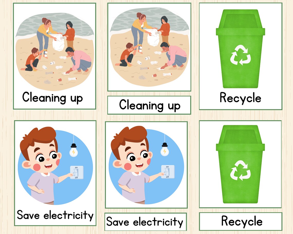 Earth Day Montessori 3 Part Cards,earth Day Flashcards,ecology Cards ...