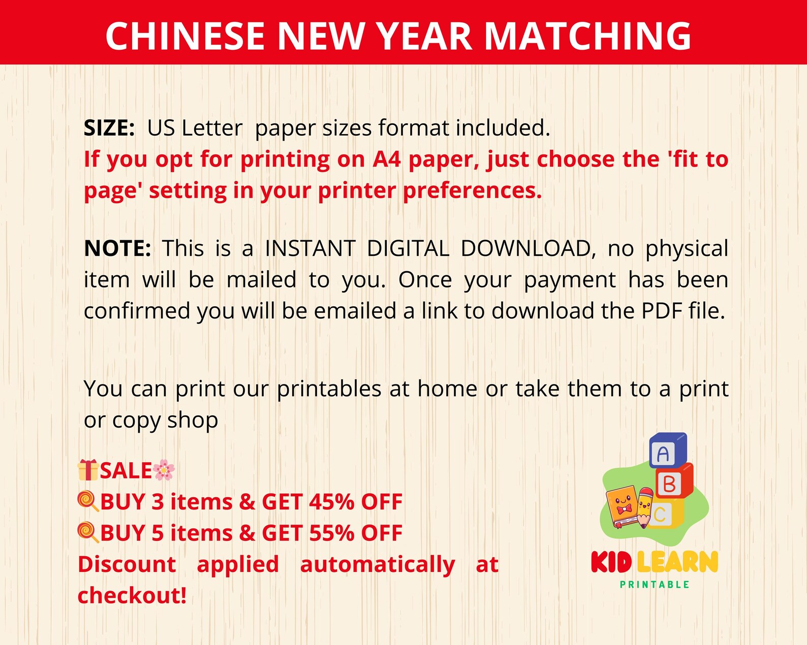 Chinese New Year Matching Game,matching Activity for Kids,lunar New ...