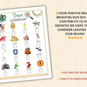 Dragon Scavenger Hunt,dragon Party Game,fairy Tale Party Game,dragon ...