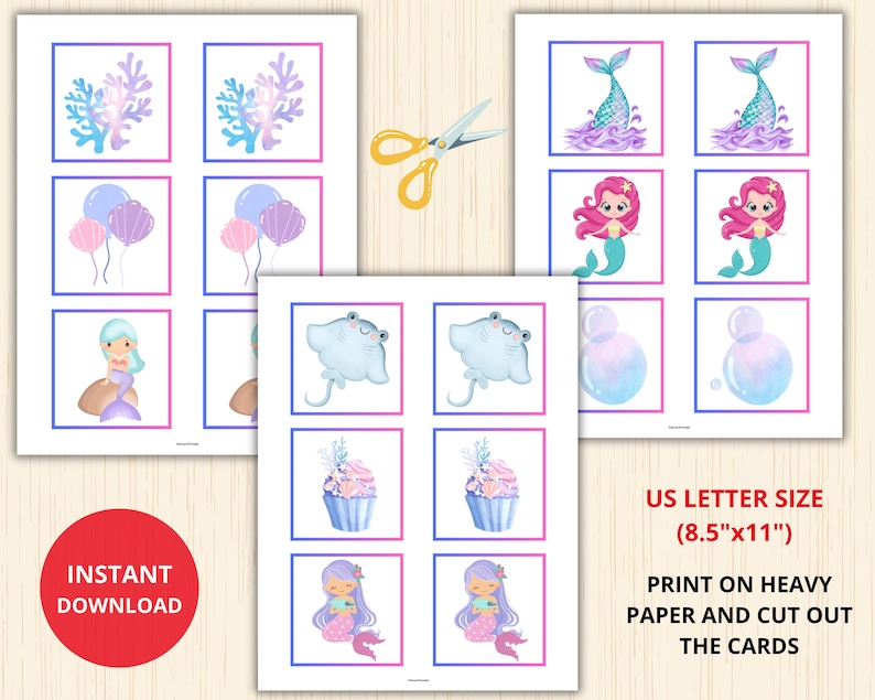 Mermaid Memory Game,little Mermaid Party Game,mermaid Birthday Party ...
