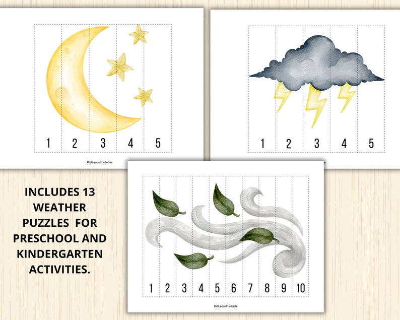 Weather Puzzles,weather Preschool, Number Sequence Puzzles, 1-10 ...
