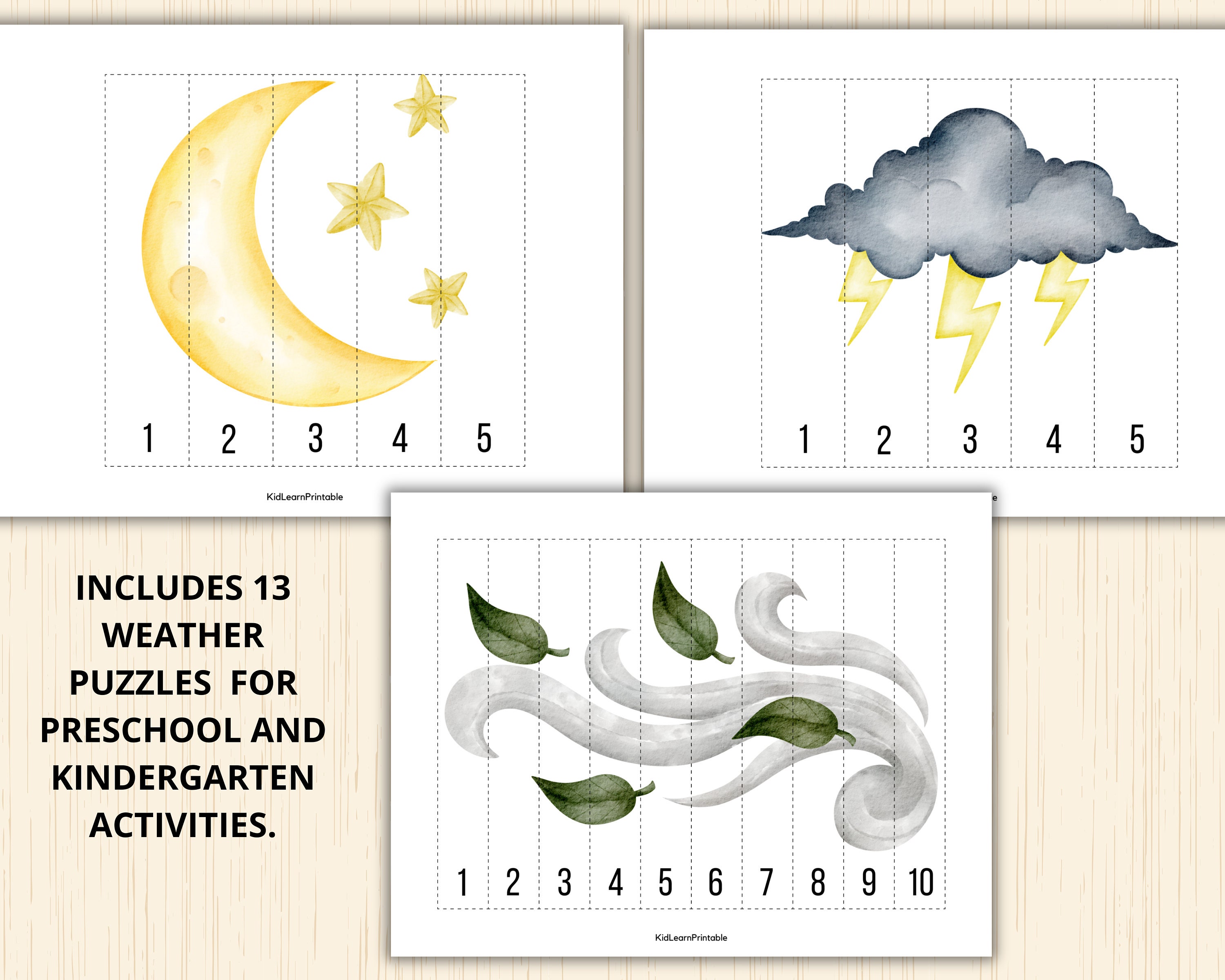Weather Puzzles,weather Preschool, Number Sequence Puzzles, 1-10 ...