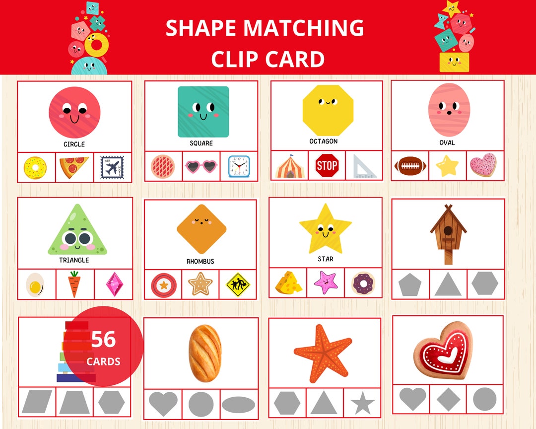 Shapes Sorting Activity,shapes Clip Card,matching Activity,learning ...