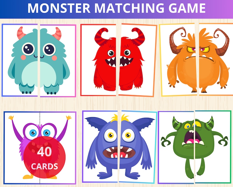 Monster Matching Games,2-piece Puzzles,monster Lovers,toddler Puzzle ...