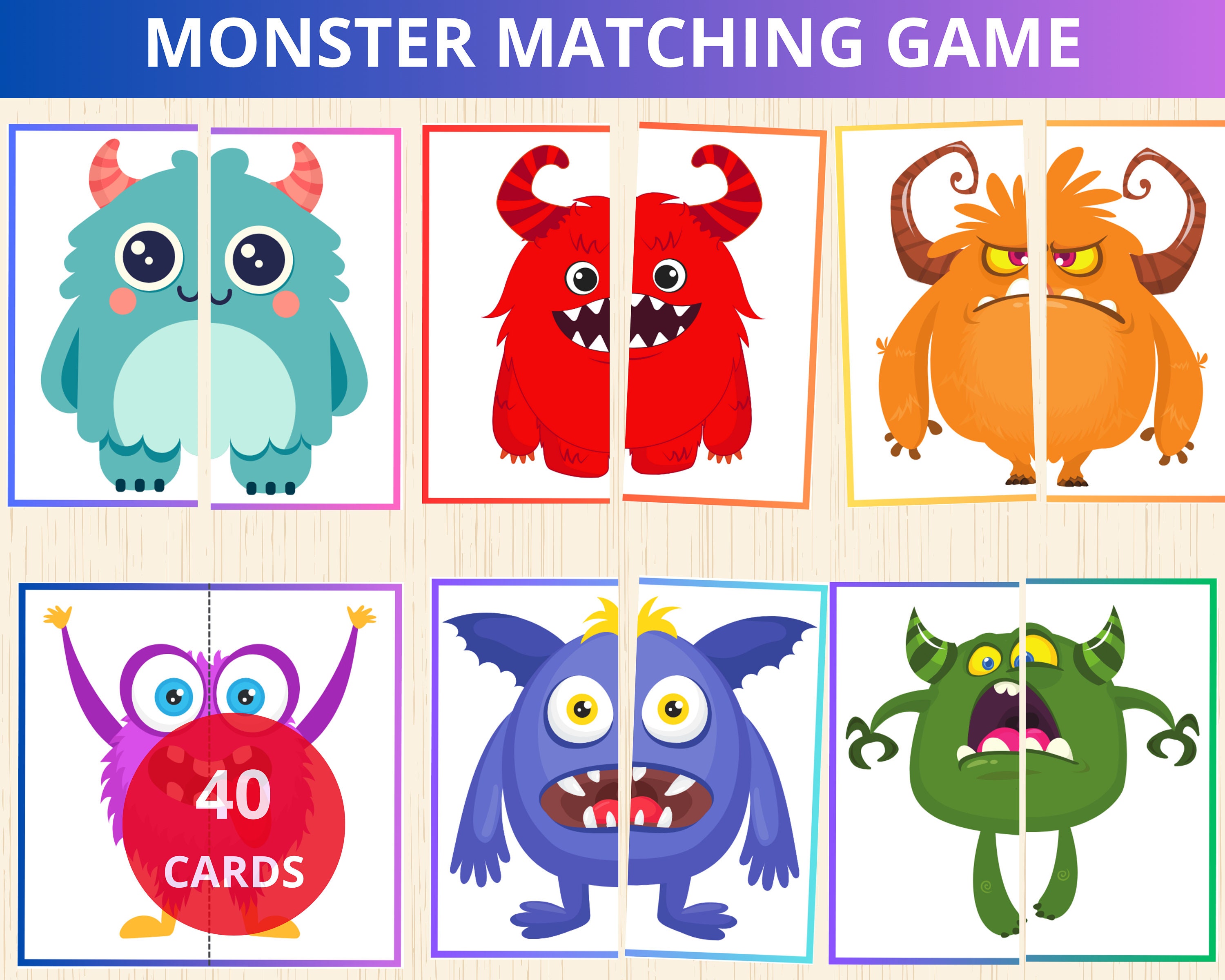 Monster Matching Games,2-piece Puzzles,monster Lovers,toddler Puzzle ...