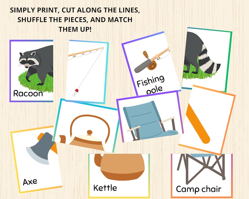 Camping Matching Activity,camping Puzzles,symmetry Puzzles,toddler ...