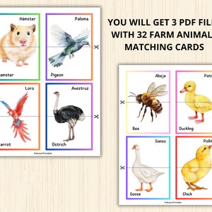 Farm Animals Puzzle Pairs,farm Animals Symmetry Puzzles, Animals ...