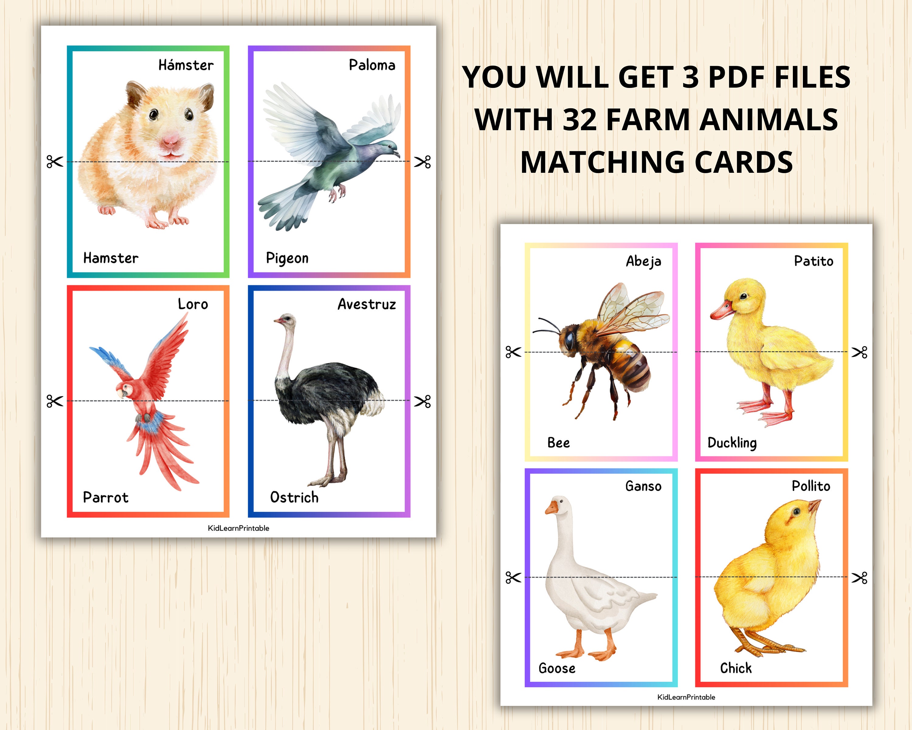 Farm Animals Puzzle Pairs,farm Animals Symmetry Puzzles, Animals ...